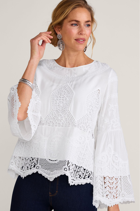 Embroidered Lace LS Top And Tank