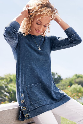 Washed Make It Snappy Pullover