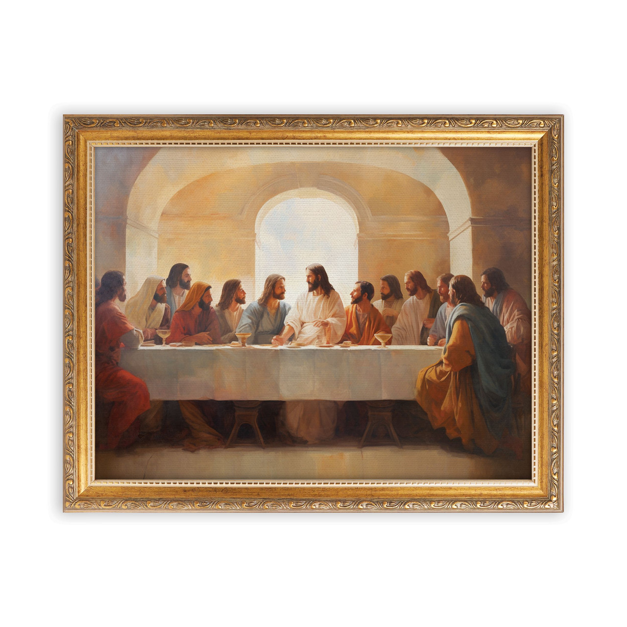 Last Supper Collection Gold Linen Framed Art - Last Supper - [Wholesale ...