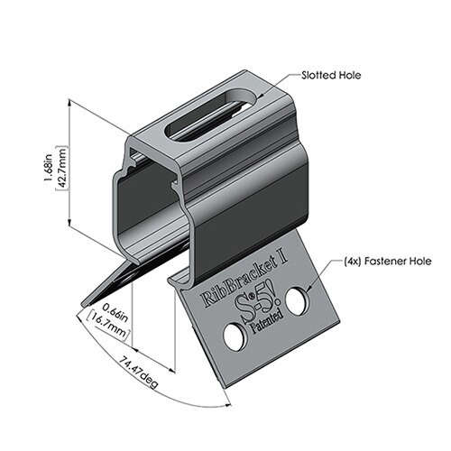 RibBracket I mount for corrugated metal roofs, S-5-RibBracket-I