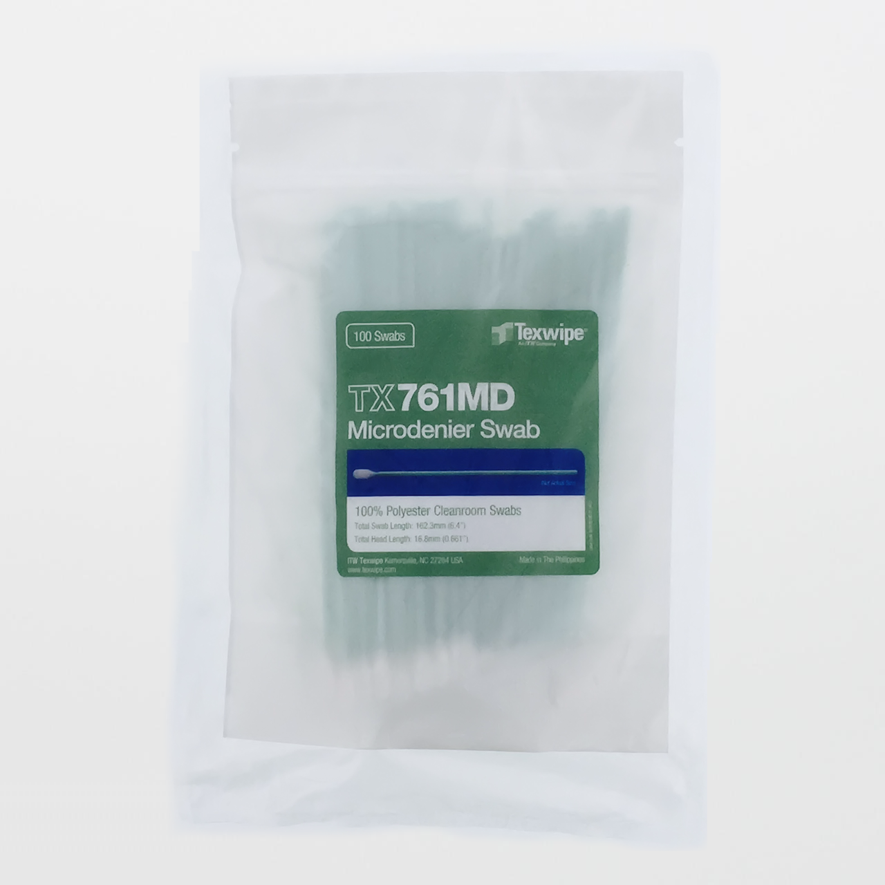 Texwipe TX761MD Long Medium Head Microdenier Cleanroom Swab