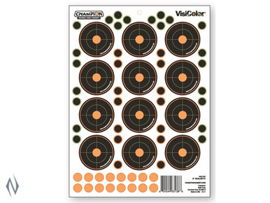 CHAMPION TARGET VISICOLOR ADHESIVE BULLSEYE 2" 5 PACK + PATCHES ...