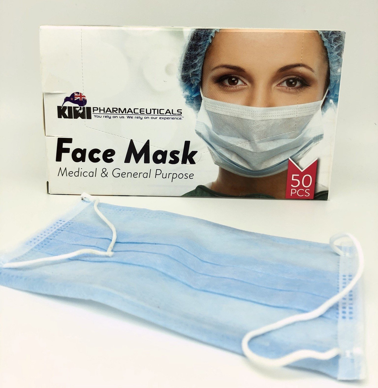 Kiwi Pharmaceuticals Medical & General Purpose Face Mask - 50 PCS ...
