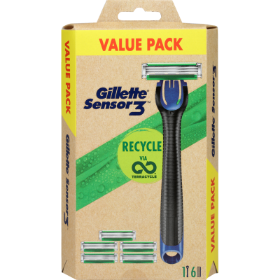 Gillette Sensor 3 Razor with Handle and Cartridges 7pk - SPOIL.co.nz