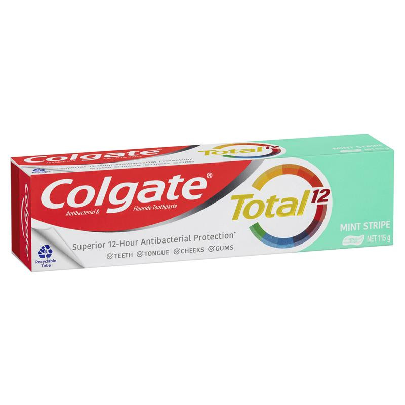 Colgate Total Mint Stripe Antibacterial Fluoride Toothpaste 115g ...