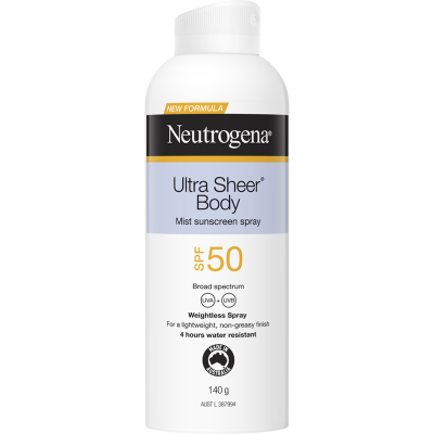 Neutrogena Ultra Sheer Body SPF50 Mist Sunscreen Spray 140g - SPOIL.co.nz