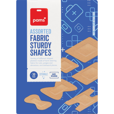 Pams Assorted Fabric Sturdy Shapes Plaster Strips 30pk - SPOIL.co.nz