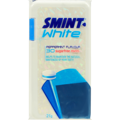 Smint White Peppermint Flavour Sugarfree Mints 21g - SPOIL.co.nz