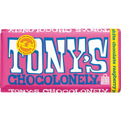 Tony's Chocolonely Raspberry Popping Candy White Chocolate Bar 180g ...