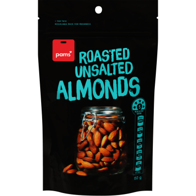 Pams Roasted Unsalted Almonds 150g - SPOIL.co.nz