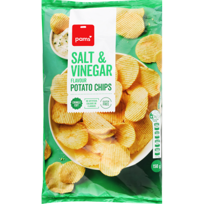 Pams Salt & Vinegar Flavour Potato Chips 150g - SPOIL.co.nz