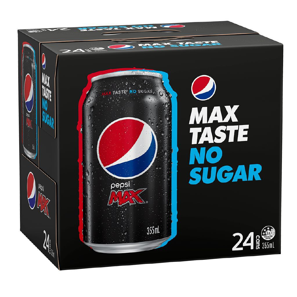 Pepsi Max No Sugar Soft Drink Cans 24 x 355ml - SPOIL.co.nz