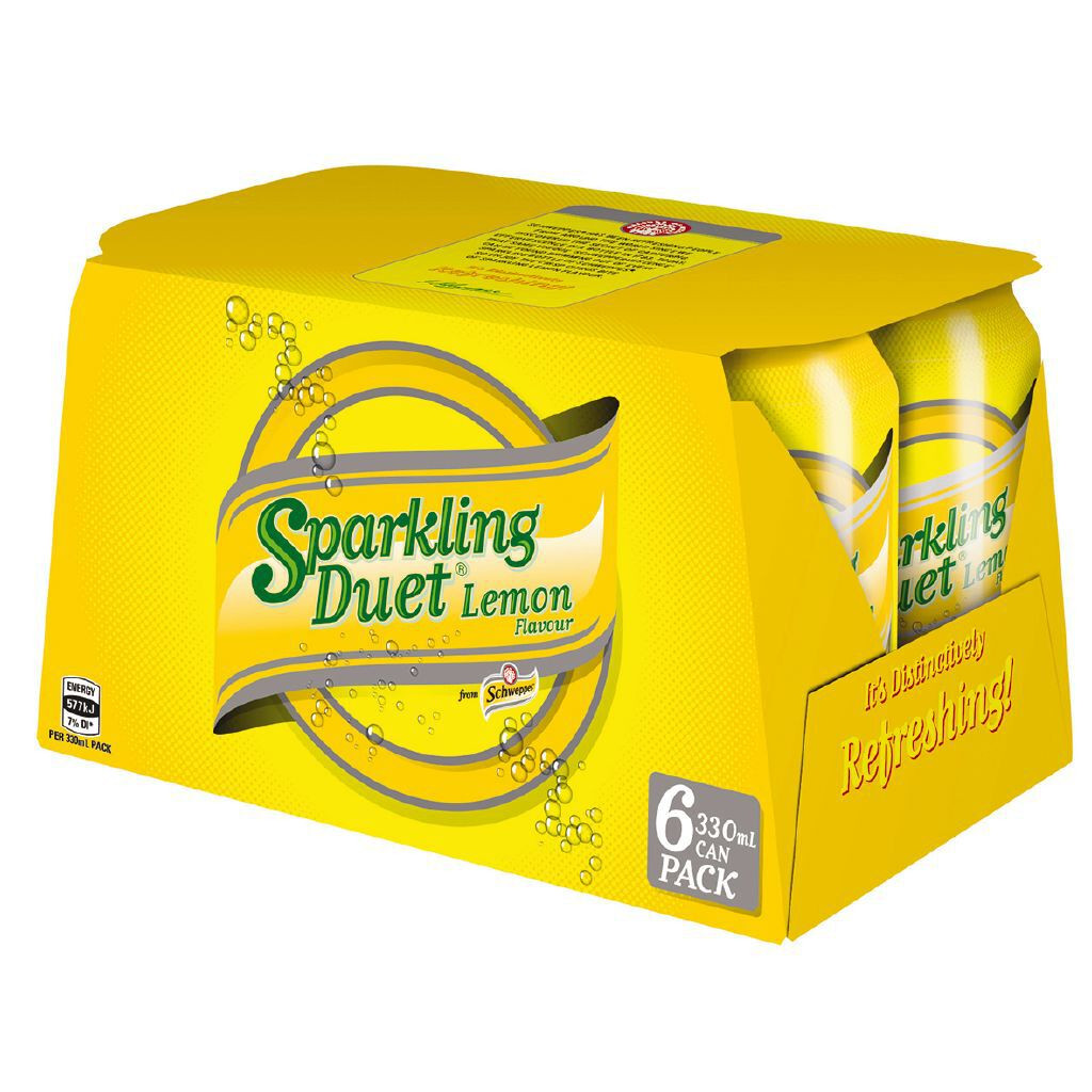 Schweppes Sparkling Duet Lemon Soft Drink Cans 6 x 330ml - SPOIL.co.nz
