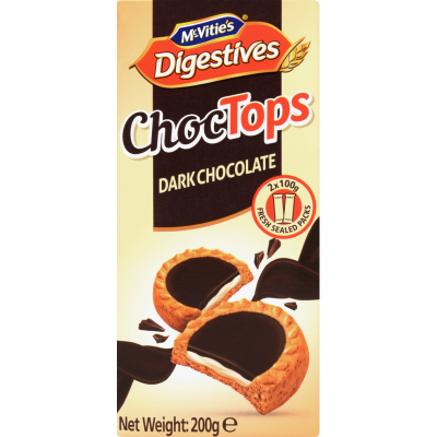 McVitie's Dark Chocolate Choc Tops Biscuits 200g - SPOIL.co.nz