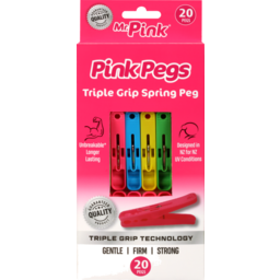 Mr. Pink Pink Pegs Triple Grip Spring Peg 20 Pack - SPOIL.co.nz