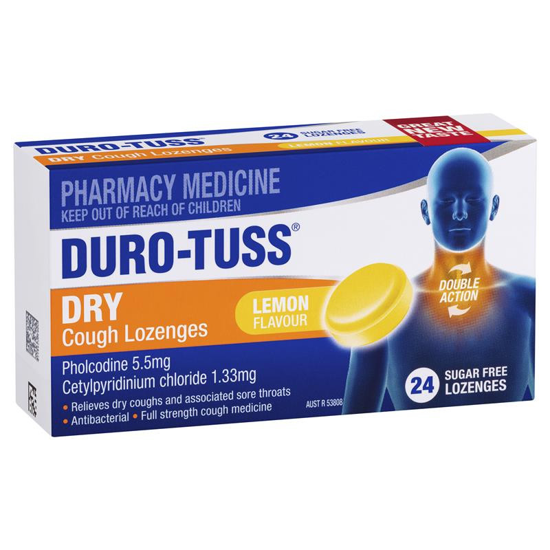 Duro-Tuss Dry Cough Sugar Free Lozenges Lemon 24 Pack - SPOIL.co.nz