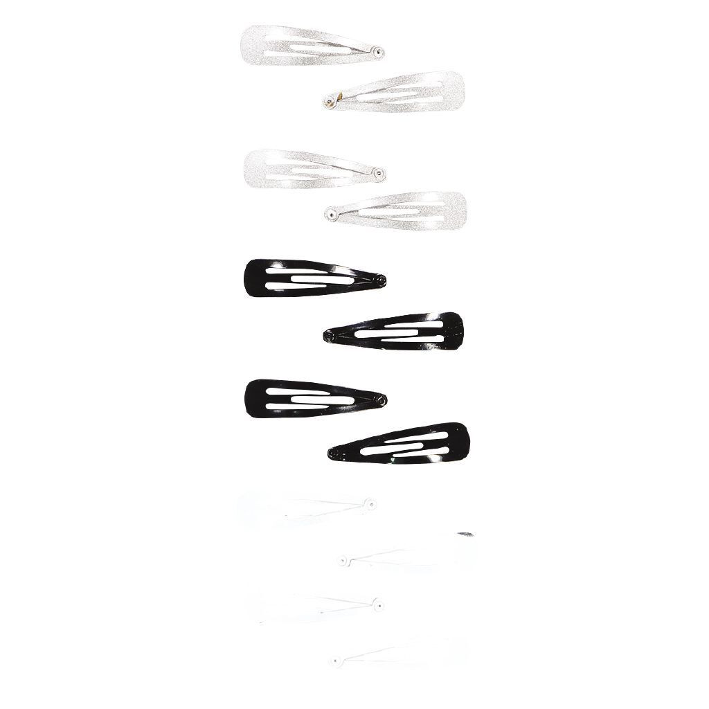 Colour Co. Hair One Touch Clips Black White Silver 12 Pack - SPOIL.co.nz