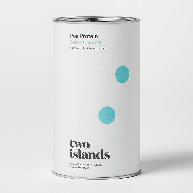 two islands pea protein powder salted caramel 500g - SPOIL.co.nz