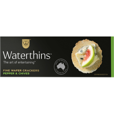 Waterthins Pepper & Chives Fine Wafer Crackers 100g - SPOIL.co.nz