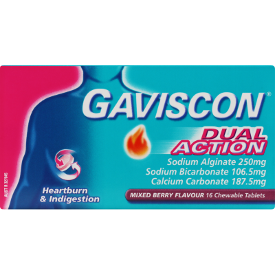 Gaviscon Mixed Berry Flavour Dual Action Chewable Tablets 16pk - SPOIL ...