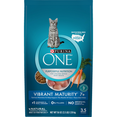 Purina ONE Smart Blend Vibrant Maturity 7+ Real Chicken Cat Food ...