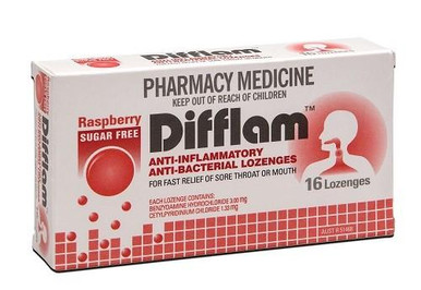 Difflam Raspberry Sugar Free 16 Lozenges - SPOIL.co.nz