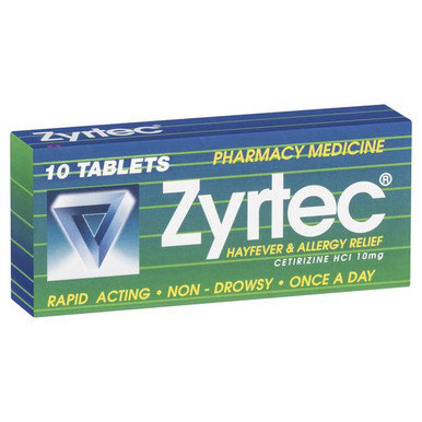 Zyrtec Hayfever & Allergy Relief Rapid Acting Non-Drowsy 10 Tablets ...