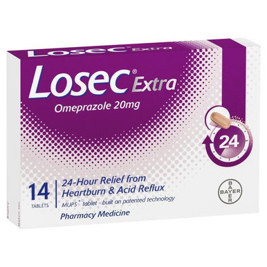 Losec Extra Omeprazole Heartburn and Acid Reflux Tablets 14 Pack ...