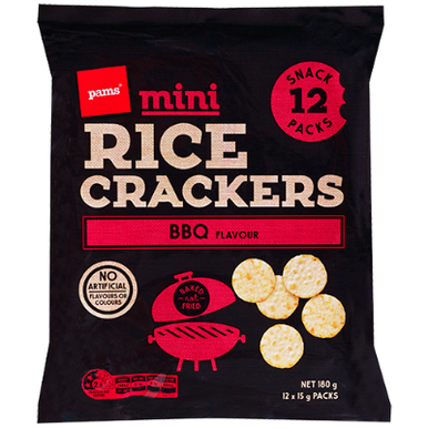 Pams Mini Rice Crackers Barbeque 12pk - SPOIL.co.nz