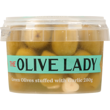 The Olive Lady Green Olives Stuffed With Garlic 280g - SPOIL.co.nz