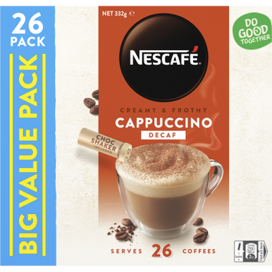 Nescafe Cappuccino Decaf Coffee Sachets 26pk - SPOIL.co.nz