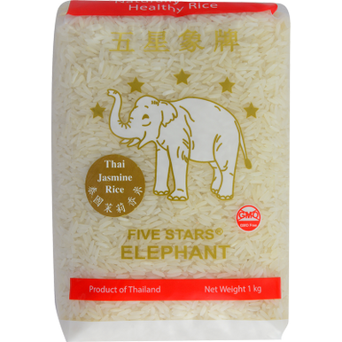 Five Stars Elephant Thai Jasmine Rice 1kg - SPOIL.co.nz