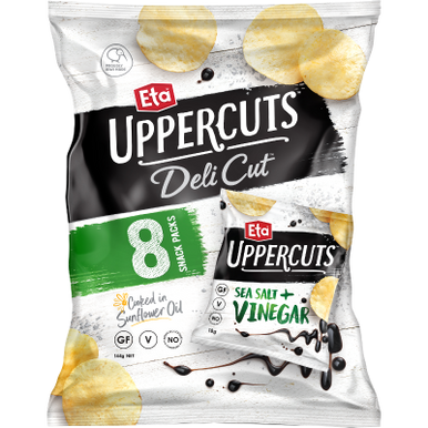 Eta Uppercuts Deli Cut Sea Salt & Vinegar Potato Chips 144g - SPOIL.co.nz