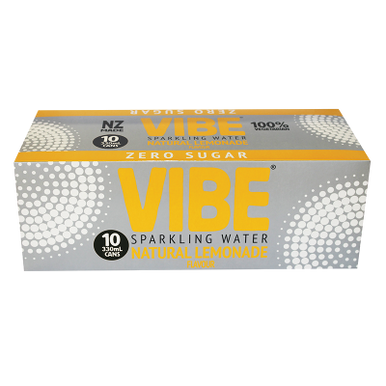 Vibe Natural Lemonade Flavour Sparkling Water Cans 10 x 330ml - SPOIL.co.nz