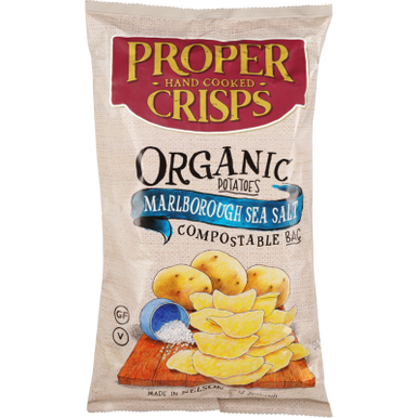 Proper Crisps Hand Cooked Marlborough Sea Salt Organic Potato Crisps ...