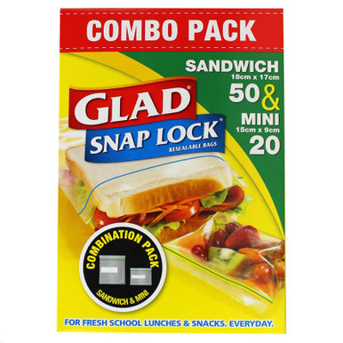 Glad Snap Lock Sandwich Bags 50 Pack + Mini Bags - SPOIL.co.nz