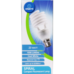 Olsent Spiral 23W Bayonet Cap Cool White - SPOIL.co.nz