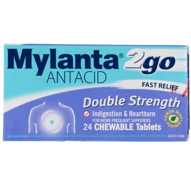 Mylanta 2Go Double Strength Chewable Tablets 24ea - SPOIL.co.nz
