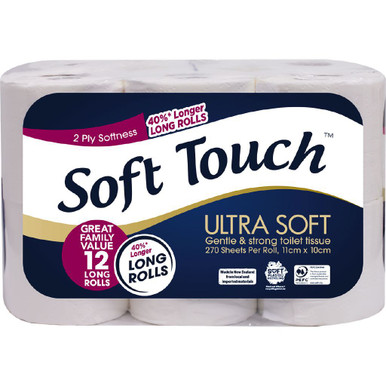 Soft Touch Toilet Tissue Long Roll 12s - SPOIL.co.nz