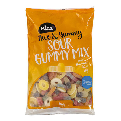 Nice Sour Gummy Mix Assorted 1kg 1kg - SPOIL.co.nz