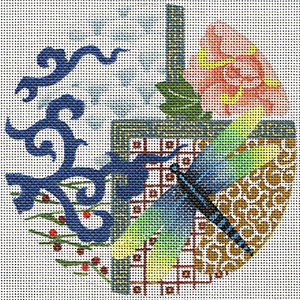 6295 Leigh Designs Divine Dragonflies 6" x 6" 18 Mesh Imari Coaster ...