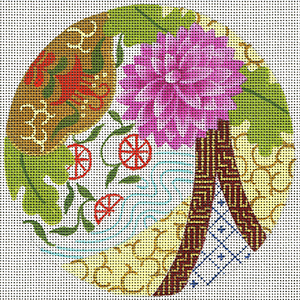 6296 Leigh Designs Meditating Mums 6" x 6" 18 Mesh Imari Coaster - The ...