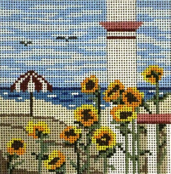 #98 Sunflower Beach 18 Mesh - 4" Square Needle Crossings - The ...