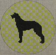 OAS126 Irish wolfhound 4" Round 18 Mesh Kristine Kingston Needlepoint ...