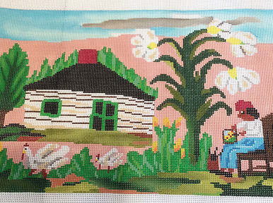 CH38 Self Portrait in Garden 16 x 9 13 Mesh Clementine Hunter - The ...