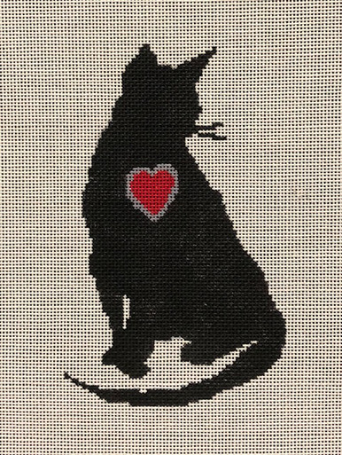ASIT321 Cat with Heart 4X6.5 18 Mesh A Stitch In Time - The NeedleArt ...