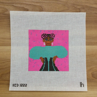 Woman in Green Dress 4 1/2" x 4 1/2" 18 Mesh Lo Harris KCD1222 - The ...