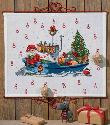 340215 Permin Kit Santa in Boat Advent Calendar - The NeedleArt Closet