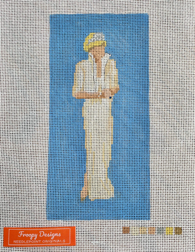 FD18 Diana in Pearl Dress 2.5” x 7” on 18 Mesh Froopy Designs - The ...
