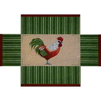 BRICK COVER BC050 Green & Rust Rooster 10 x 14 13 Mesh JP Needlepoint ...